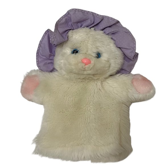 Applause | Toys | Applause Vintage White Cat Purple Polka Dot Bonnet ...